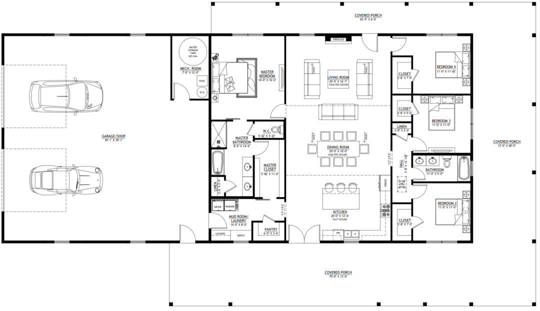 7 Fantastic 2 Car Garage Barndominium Floor Plans