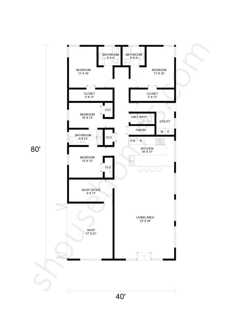 40x80 Shop House Plans