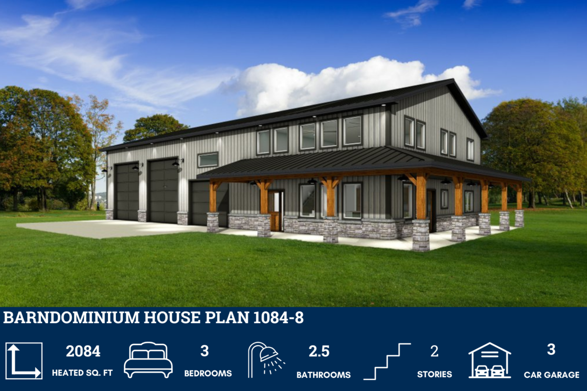 2084 Sq Ft, 3 Bed, 2.5 Bath, 2 Floor, 3 Car-Garage Barndominium House ...