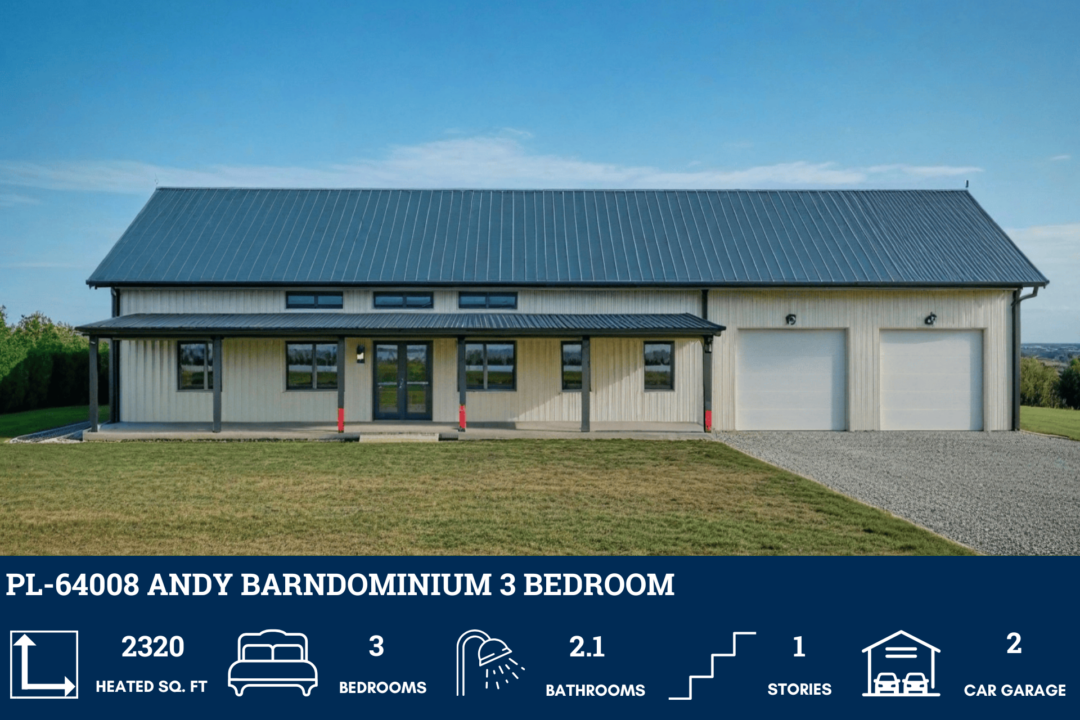 PL-64008 Andy Barndominium House Plan - Barndominium Life