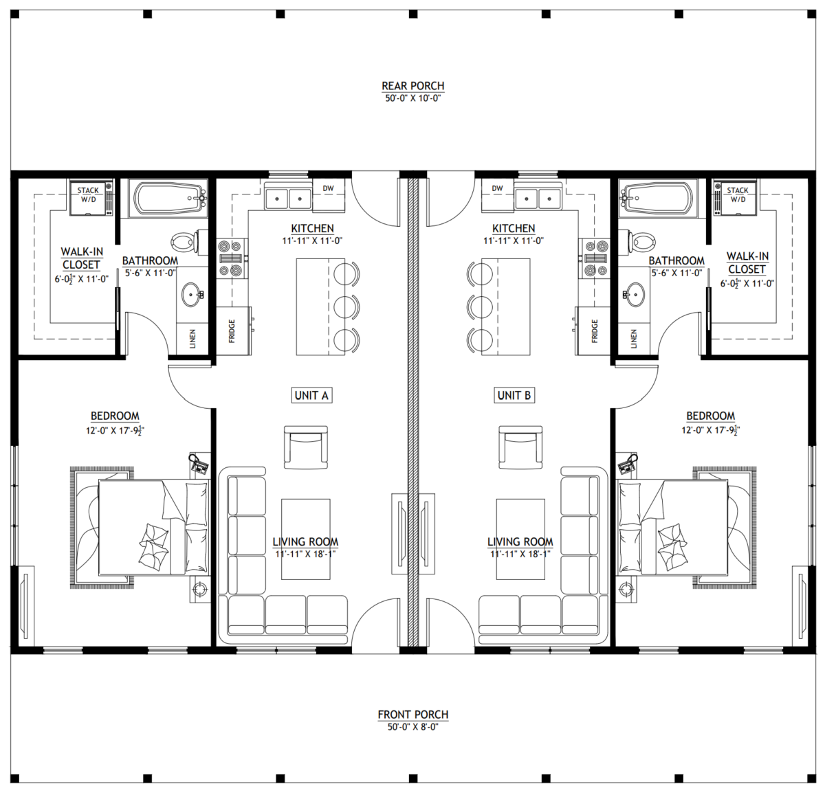 PL-61101-Duplex Barndominium House Plan - Barndominium Life
