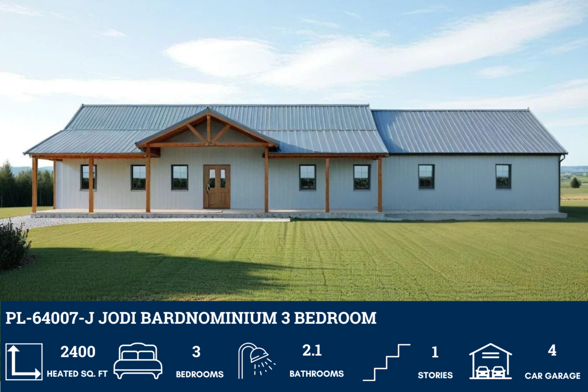 PL-64007-J Jodi Barndominium House Plan - Barndominium Life