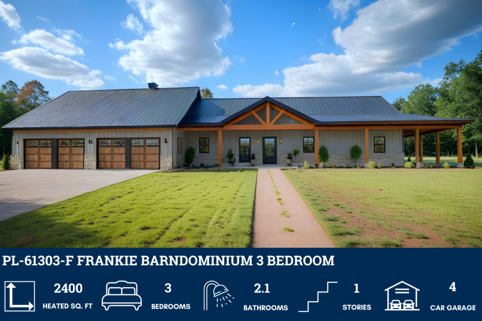 PL-61303-F Frankie Barndominium House Plan - Barndominium Life